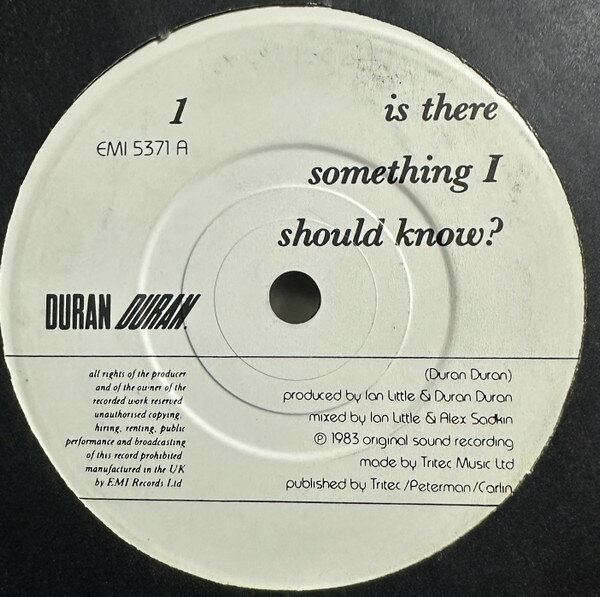 ・アーティスト Duran Duran ・タイトル Is There Something I Should Know? ・レーベル・型番 EMI EMI5371 ・フォーマット 7インチレコード ・コンディション(盤) 良い (VG+) ・...