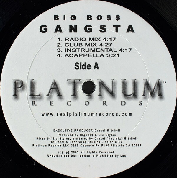 ・アーティスト Big Bo$$ ・タイトル Gangsta / Throwback ・レーベル・型番 PLATINUM RECORDS GANGSTA ・フォーマット 12インチレコード ・コンディション(盤) 良い (VG+) ・コンデ...