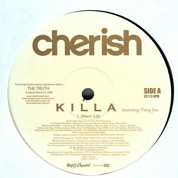 ・アーティスト Cherish ・タイトル Killa ・レーベル・型番 SHO'NUFF RECORDS 5099951627812 ・フォーマット 12インチレコード ・コンディション(盤) 良い (VG+) ・コンディション(ジャケッ...