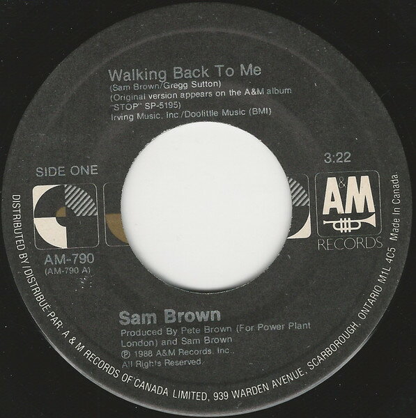 ・アーティスト Sam Brown ・タイトル Walking Back To Me ・レーベル・型番 A&M Records AM790 ・フォーマット 7インチレコード ・コンディション(盤) 良い (VG+) ・コンディション(ジャケ...