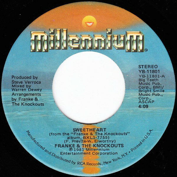 ・アーティスト Franke & The Knockouts ・タイトル Sweetheart ・レーベル・型番 Millennium YB11801 ・フォーマット 7インチレコード ・コンディション(盤) 良い (VG+) ・コンディシ...