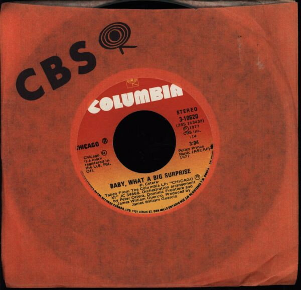 ・アーティスト Chicago ・タイトル Baby, What A Big Surprise / Takin' It On Uptown ・レーベル・型番 COLUMBIA 310620 ・フォーマット 7インチレコード ・コンディション...