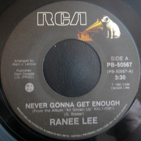 ・アーティスト Ranee Lee ・タイトル Never Gonna Get Enough / Shades Of Silk ・レーベル・型番 RCA PB50567 ・フォーマット 7インチレコード ・コンディション(盤) 良い (VG...