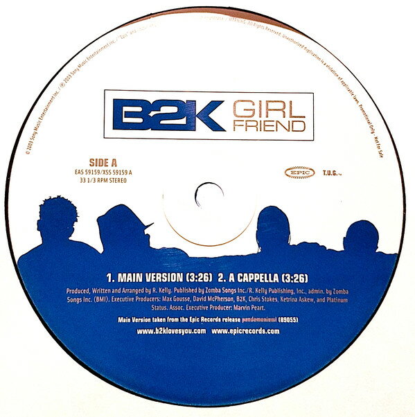 ・アーティスト B2K ・タイトル Girlfriend ・レーベル・型番 Epic EAS59159 ・フォーマット 12インチレコード ・コンディション(盤) 良い (VG+) ・コンディション(ジャケット) プレインカバー（元ジャケッ...