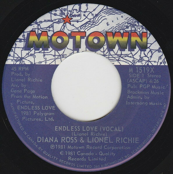 ・アーティスト Diana Ross & Lionel Richie ・タイトル Endless Love ・レーベル・型番 Motown M1519X ・フォーマット 7インチレコード ・コンディション(盤) 良い (VG+) ・コンディ...