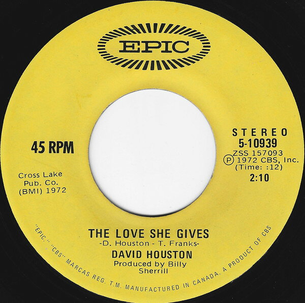 ・アーティスト David Houston ・タイトル Good Things / The Love She Gives ・レーベル・型番 Epic 510939 ・フォーマット 7インチレコード ・コンディション(盤) 良い (VG+) ...
