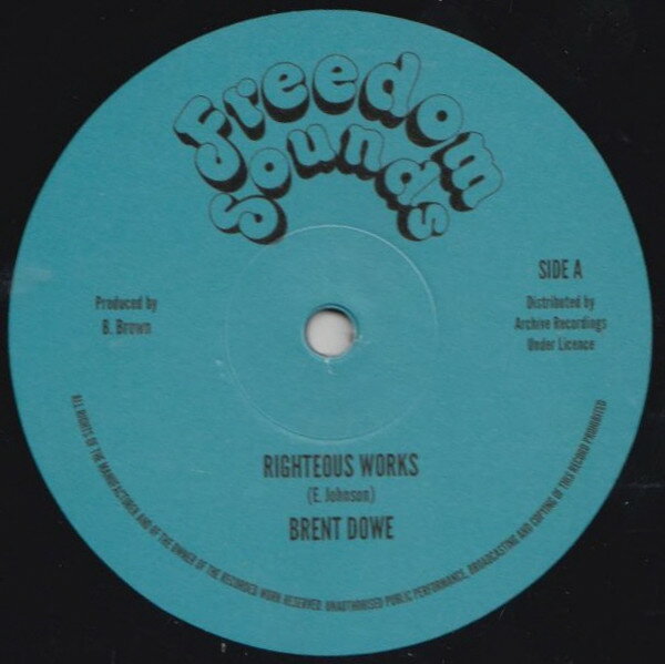 ・アーティスト Brent Dowe / Prince Alla ・タイトル Righteous Works / City Without Pity ・レーベル・型番 Freedom Sounds AR12025 ・フォーマット 12インチ...