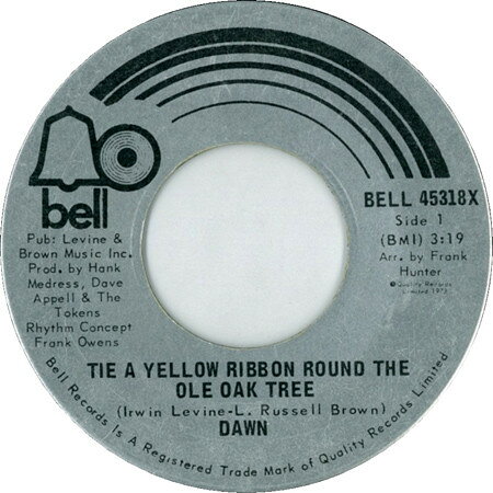 ・アーティスト Dawn , Tony Orlando ・タイトル Tie A Yellow Ribbon Round The Ole Oak Tree ・レーベル・型番 BELL BELL45318X ・フォーマット 7インチレコード ・...
