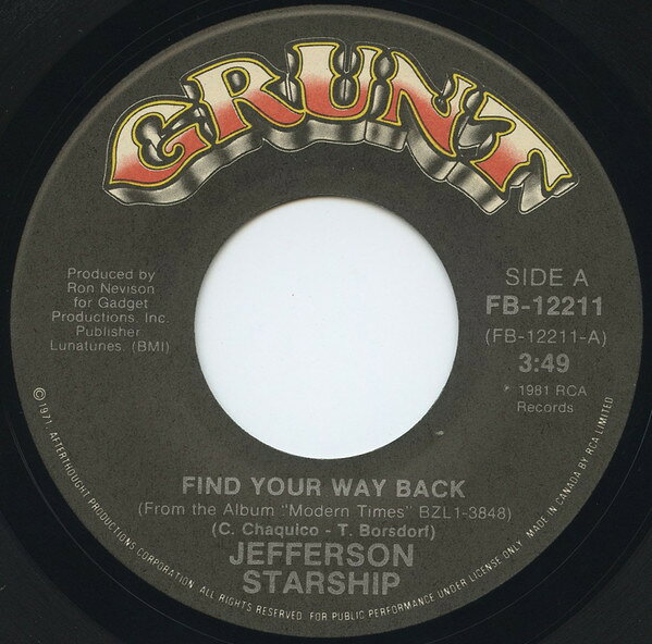 ・アーティスト Jefferson Starship ・タイトル Find Your Way Back ・レーベル・型番 Grunt FB12211 ・フォーマット 7インチレコード ・コンディション(盤) 良い (VG+) ・コンディショ...