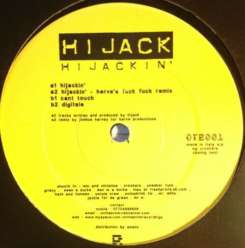 ・アーティスト Hi Jack ・タイトル High Jackin' E.P. ・レーベル・型番 On The Brink Recordings OTB001 ・フォーマット 12インチレコード ・コンディション(盤) 良い (VG+) ・...