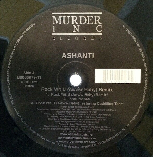 ・アーティスト Ashanti ・タイトル Rock Wit U (Awww Baby) Remix / Feel So Good ・レーベル・型番 Def Jam Recordings, Murder Inc Records DEFR15...