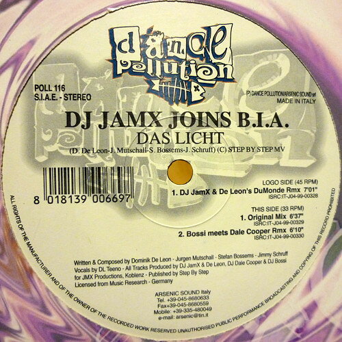 ・アーティスト DJ JamX Joins B.I.A. ・タイトル Das Licht ・レーベル・型番 Dance Pollution POLL116 ・フォーマット 12インチレコード ・コンディション(盤) 良い (VG+) ・コン...