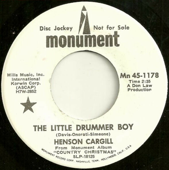 ・アーティスト Henson Cargill ・タイトル The Little Drummer Boy / Silver Bells ・レーベル・型番 Monument MN451178 ・フォーマット 7インチレコード ・コンディション(...