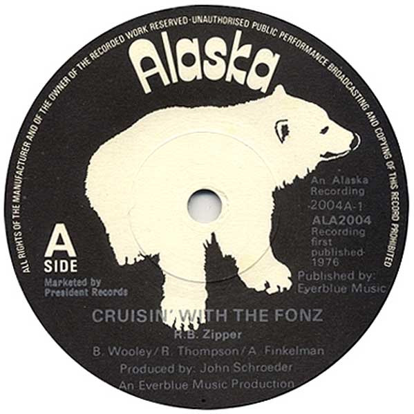・アーティスト R.B. Zipper ・タイトル Cruisin' With The Fonz ・レーベル・型番 Alaska ALA2004 ・フォーマット 7インチレコード ・コンディション(盤) 良い (VG+) ・コンディション(...