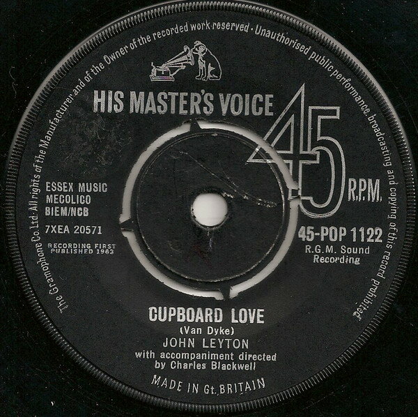・アーティスト John Leyton ・タイトル Cupboard Love ・レーベル・型番 His Master's Voice 45POP1122 ・フォーマット 7インチレコード ・コンディション(盤) 良い (VG+) ・コンデ...