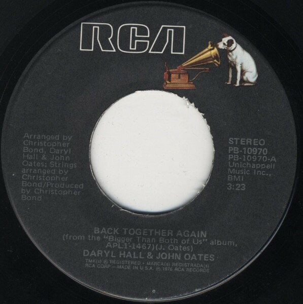・アーティスト Daryl Hall & John Oates ・タイトル Back Together Again ・レーベル・型番 RCA PB10970 ・フォーマット 7インチレコード ・コンディション(盤) 良い (VG+) ・コン...