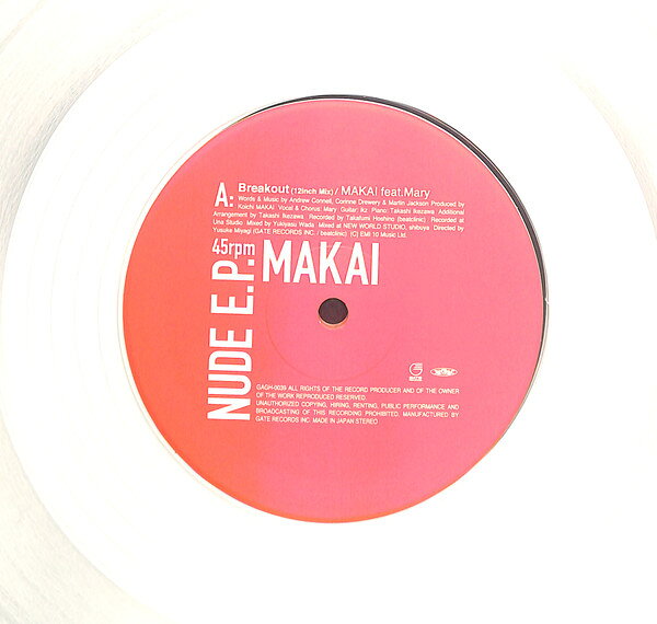 ・アーティスト Makai ・タイトル Nude E.P. ・レーベル・型番 Gate Records Inc. GAGH0039 ・フォーマット 12インチレコード ・コンディション(盤) 非常に良い(EX) ・コンディション(ジャケット...