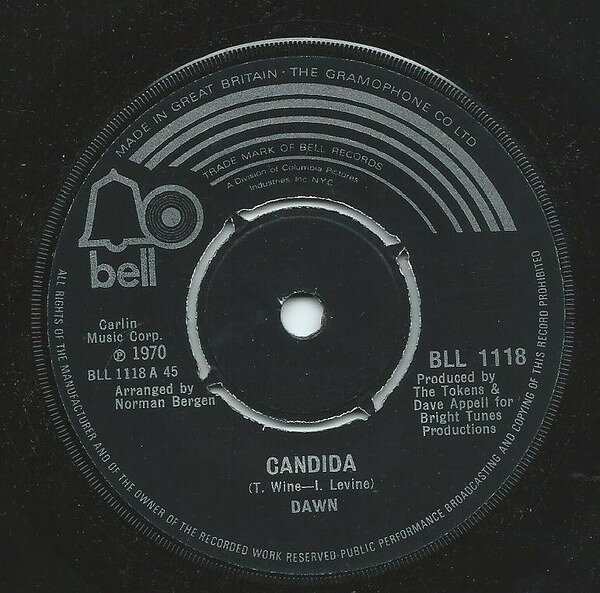 ・アーティスト Dawn ・タイトル Candida ・レーベル・型番 Bell Records BLL1118 ・フォーマット 7インチレコード ・コンディション(盤) 良い (VG+) ・コンディション(ジャケット) プレインカバー（元...