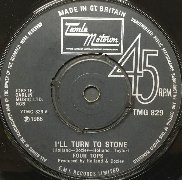 ・アーティスト Four Tops ・タイトル I'll Turn To Stone ・レーベル・型番 Tamla Motown TMG829 ・フォーマット 7インチレコード ・コンディション(盤) 良い (VG+) ・コンディション(ジ...