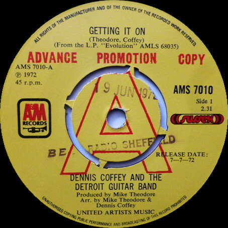 ・アーティスト Dennis Coffey & The Detroit Guitar Band ・タイトル Getting It On ・レーベル・型番 Sussex AMS7010 ・フォーマット 7インチレコード ・コンディション(盤)...