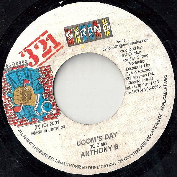 ・アーティスト Anthony B ・タイトル Doom's Day ・レーベル・型番 321 Strong NONE ・フォーマット 7インチレコード ・コンディション(盤) 良い (VG+) ・コンディション(ジャケット) ・コンディシ...