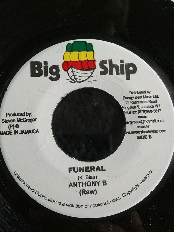 ・アーティスト Anthony B / Shema ・タイトル Funeral / Ride Or Die 4 U ・レーベル・型番 Big Ship NONE ・フォーマット 7インチレコード ・コンディション(盤) 良い (VG+) ・...