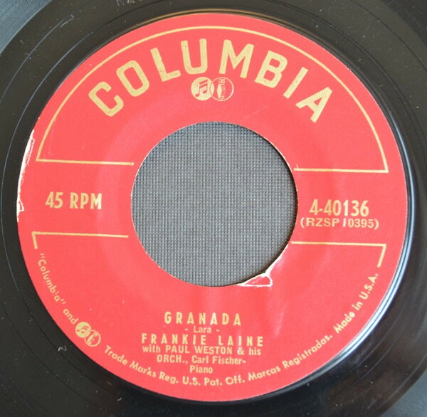 ・アーティスト Frankie Laine ・タイトル Granada / I'd Give My Life ・レーベル・型番 COLUMBIA 440136 ・フォーマット 7インチレコード ・コンディション(盤) 良い (VG+) ・コ...