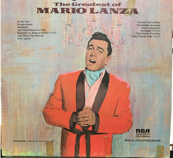 ・アーティスト Mario Lanza ・タイトル Tele House, Inc. Presents The Greatest Of Mario Lanza ・レーベル・型番 Tele House DPL20065 ・フォーマット LPレ...