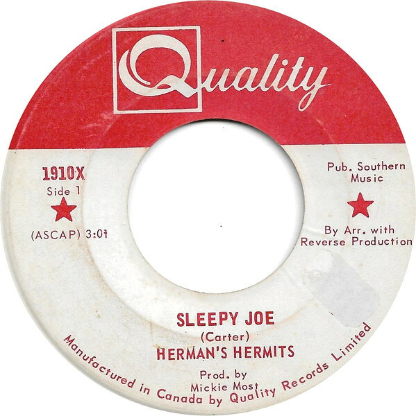 ・アーティスト Herman's Hermits ・タイトル Sleepy Joe ・レーベル・型番 QUALITY 1910X ・フォーマット 7インチレコード ・コンディション(盤) 可 (VG) ・コンディション(ジャケット) プレイ...