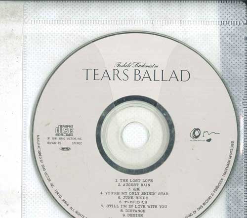 ・アーティスト 角松敏生 ・タイトル Tears Ballad ・レーベル・型番 :ARIOLA JAPAN BVCR65 ・フォーマット CD ・コンディション(盤) 良い (VG+) ・コンディション(ジャケット) ・コンディション(帯...