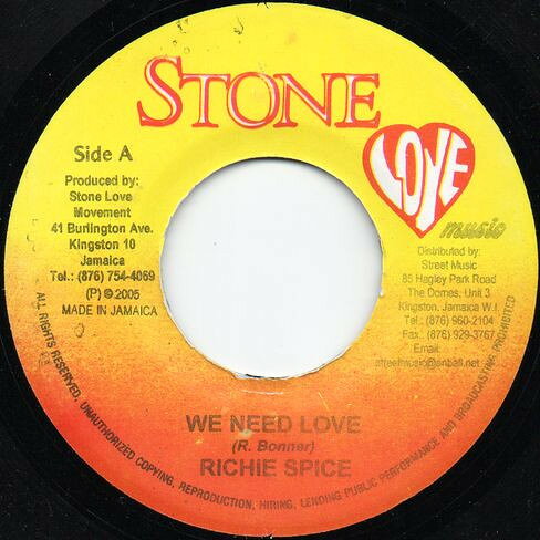 ・アーティスト Richie Spice / Frisco Kid ・タイトル We Need Love / I See Dem ・レーベル・型番 Stone Love Music NONE ・フォーマット 7インチレコード ・コンディショ...