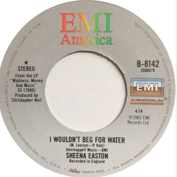 ・アーティスト Sheena Easton ・タイトル I Wouldn't Beg For Water ・レーベル・型番 EMI America B8142 ・フォーマット 7インチレコード ・コンディション(盤) 良い (VG+) ・コ...