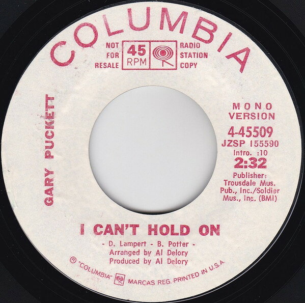 ・アーティスト Gary Puckett ・タイトル I Can't Hold On ・レーベル・型番 COLUMBIA 445509PROMO ・フォーマット 7インチレコード ・コンディション(盤) 可 (VG) ・コンディション(ジャ...