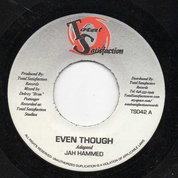 ・アーティスト Jah Hammed ・タイトル Even Though ・レーベル・型番 Total Satisfaction TS042 ・フォーマット 7インチレコード ・コンディション(盤) 良い (VG+) ・コンディション(ジャ...