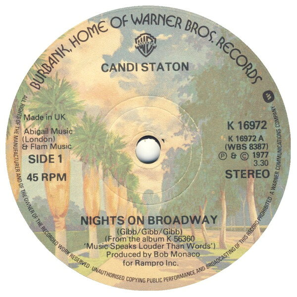 ・アーティスト Candi Staton ・タイトル Nights On Broadway ・レーベル・型番 Warner Bros. Records K16972 ・フォーマット 7インチレコード ・コンディション(盤) 可 (VG) ・...