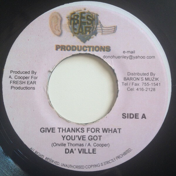 ・アーティスト Daville ・タイトル Give Thanks For What You've Got ・レーベル・型番 Fresh Ear NONE ・フォーマット 7インチレコード ・コンディション(盤) 良い (VG+) ・コンデ...