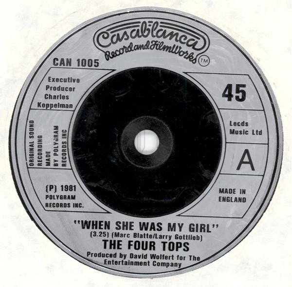 ・アーティスト Four Tops ・タイトル When She Was My Girl ・レーベル・型番 Casablanca CAN1005 ・フォーマット 7インチレコード ・コンディション(盤) 良い (VG+) ・コンディション(...