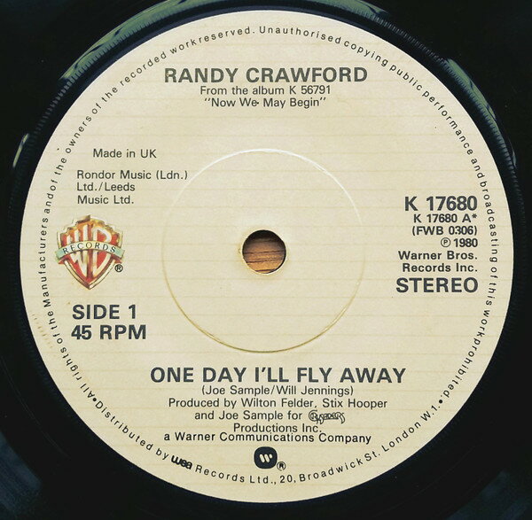 ・アーティスト Randy Crawford ・タイトル One Day I'll Fly Away / Blue Flame ・レーベル・型番 WARNER BROS. K17680 ・フォーマット 7インチレコード ・コンディション(盤...