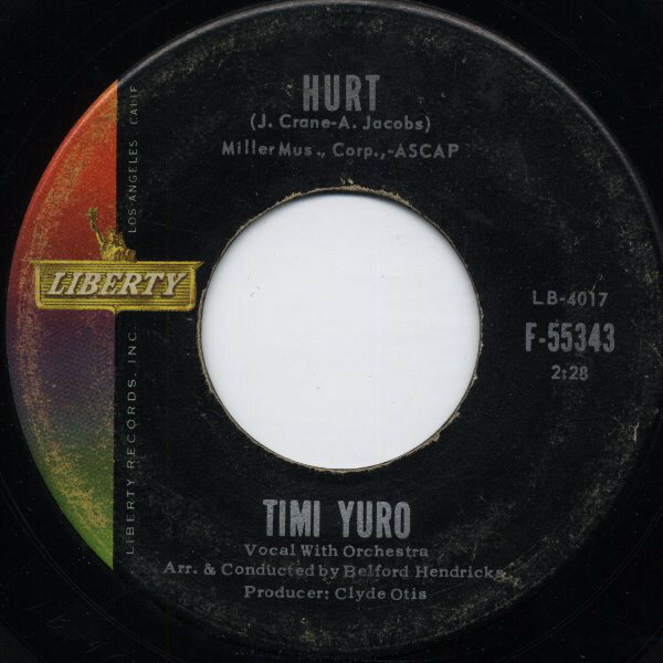 ・アーティスト Timi Yuro ・タイトル Hurt / I Apologize ・レーベル・型番 Liberty F55343 ・フォーマット 7インチレコード ・コンディション(盤) 非常に悪い (G) ・コンディション(ジャケット...
