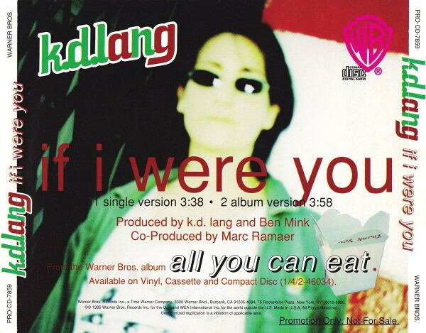 ・アーティスト k.d. lang ・タイトル If I Were You ・レーベル・型番 Warner Bros. Records PROCD7859PROMO ・フォーマット CD ・コンディション(盤) 良い (VG+) ・コンディ...