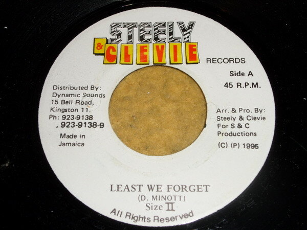 ・アーティスト Size II ・タイトル Least We Forget ・レーベル・型番 Steely & Clevie Records NONE ・フォーマット 7インチレコード ・コンディション(盤) 良い (VG+) ・コンディシ...
