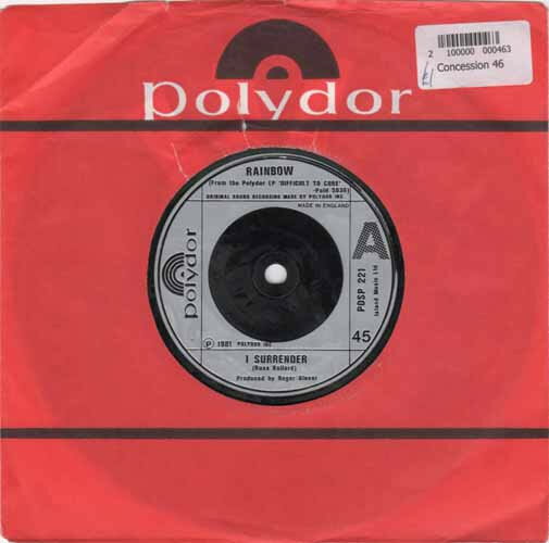 ・アーティスト Rainbow ・タイトル I Surrender ・レーベル・型番 Polydor POSP221 ・フォーマット 7インチレコード ・コンディション(盤) 良い (VG+) ・コンディション(ジャケット) プレインカバー...