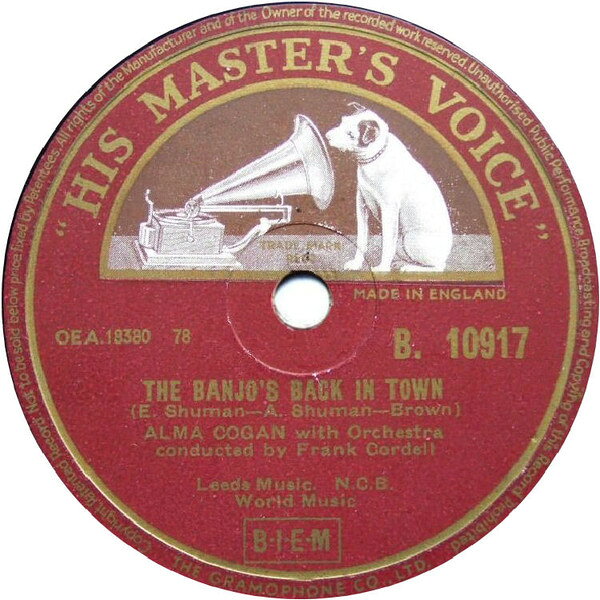 ・アーティスト Alma Cogan ・タイトル The Banjos Back In Town / Go On By ・レーベル・型番 HIS MASTERS VOICE B10917 ・フォーマット 78回転SP盤レコード ・コンディシ...