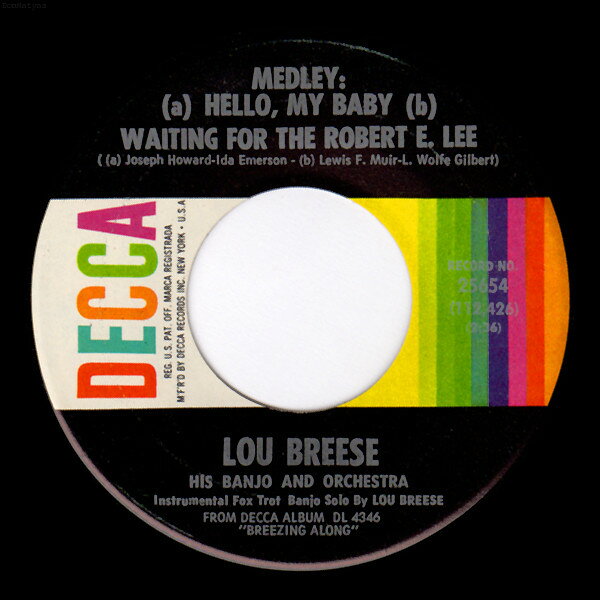 ・アーティスト Lou Breese His Banjo & Orchestra ・タイトル Medley ・レーベル・型番 Decca 25654 ・フォーマット 7インチレコード ・コンディション(盤) 良い (VG+) ・コンディショ...
