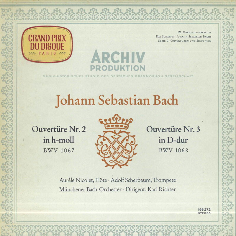・アーティスト Johann Sebastian Bach - Aurele Nicolet , Flote ・ Munchener Bach-orchester ・ Dirigent: Karl Richter ・タイトル Ouvertu...
