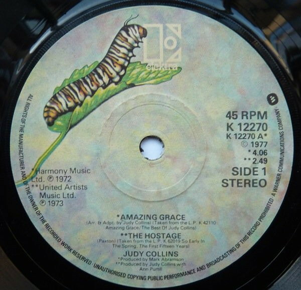 ・アーティスト Judy Collins ・タイトル Amazing Grace / The Hostage ・レーベル・型番 Elektra K12270 ・フォーマット 7インチレコード ・コンディション(盤) 良い (VG+) ・コン...