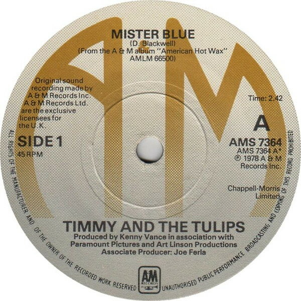 ・アーティスト Timmy & The Tulips / The Chesterfields ・タイトル Mr Blue / Why Do Fools Fall In Love ・レーベル・型番 A&M Records AMS7364 ・フ...