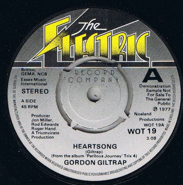 ・アーティスト Gordon Giltrap ・タイトル Heartsong ・レーベル・型番 The Electric Record Company WOT19PROMO ・フォーマット 7インチレコード(CDではありません) ・コンディ...