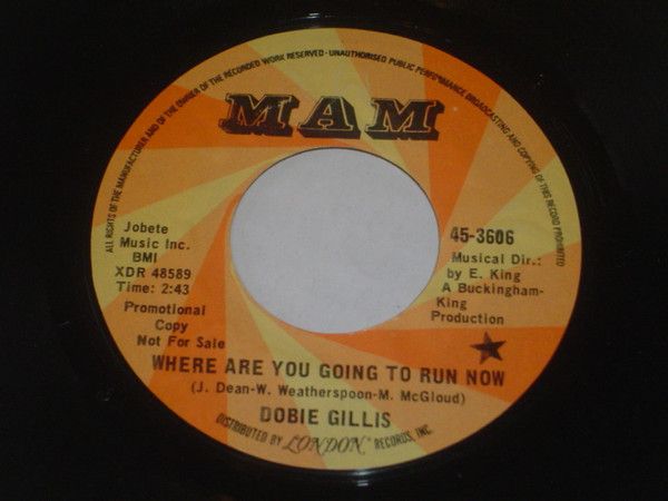 ・アーティスト Dobie Gillis ・タイトル Where Are You Going To Run Now / Forever Kind Of Thing ・レーベル・型番 MAM 453606PROMO ・フォーマット 7インチレ...