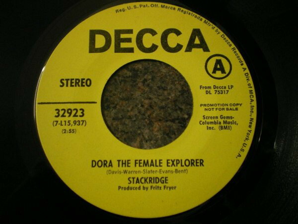 ・アーティスト Stackridge ・タイトル Dora The Female Explorer ・レーベル・型番 Decca 32923PROMO ・フォーマット 7インチレコード ・コンディション(盤) 良い (VG+) ・コンディシ...